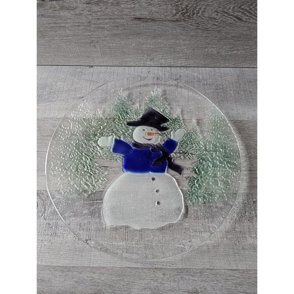 L.E. Smith | Holiday | Vintage L E Smith Art Glass Snowman Platter 3 ...